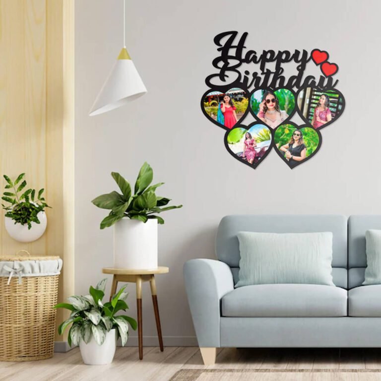 Happy Birthday Heart Frame with 5 Pictures - Vignette Store