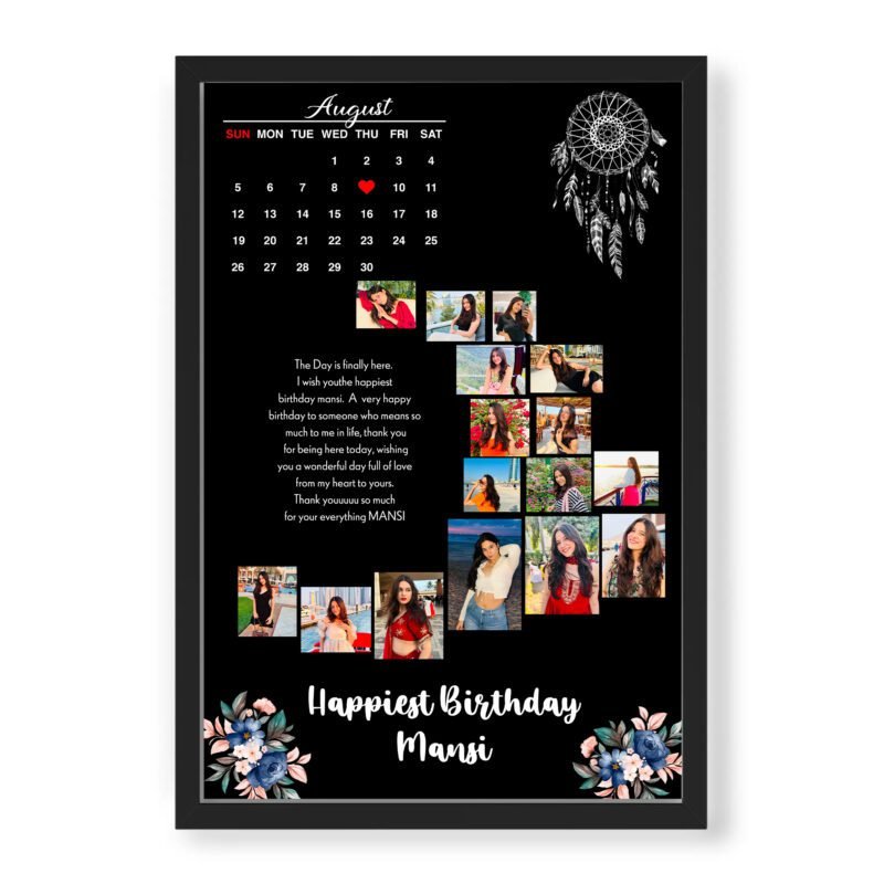 Customised photo frame with moon shape collage for Birthday Anniversary ...