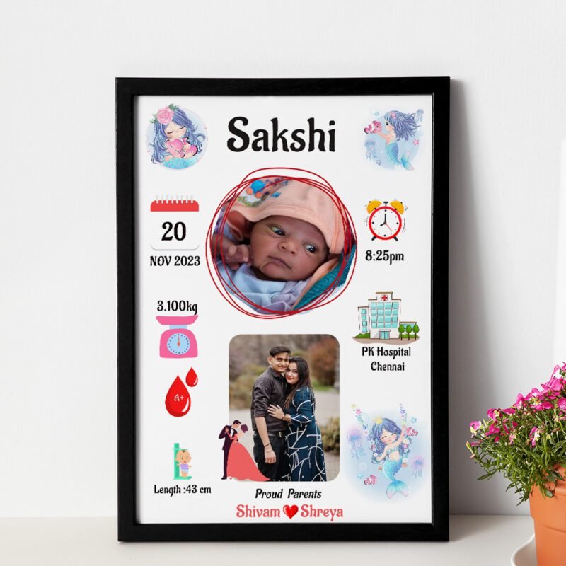 Personalized New born baby photo frame -1 - Vignette Store