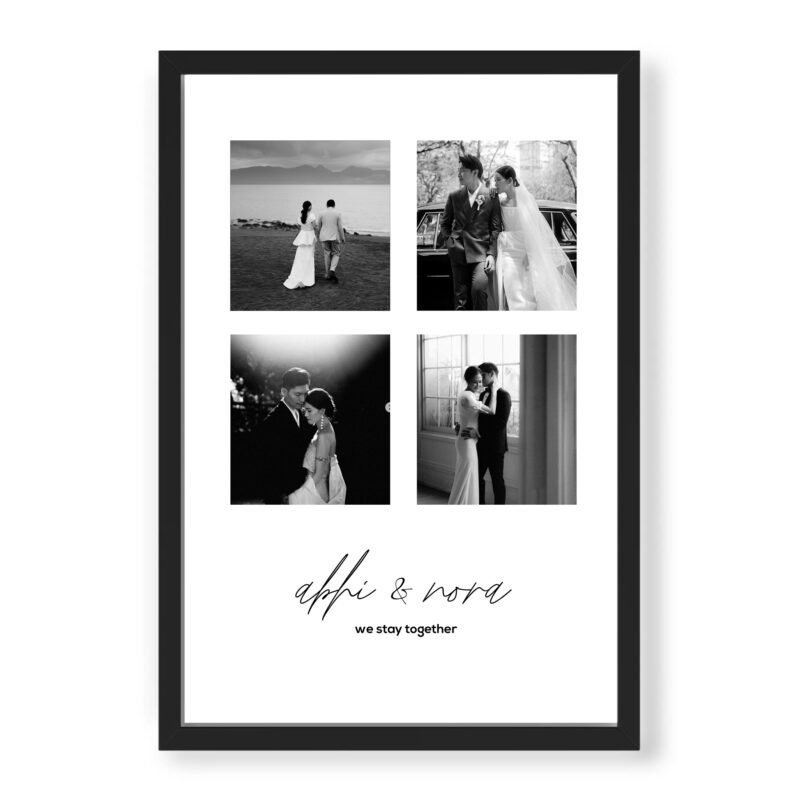 Personalized 4 Photo Black-n-White Collage With A Message - Vignette Store