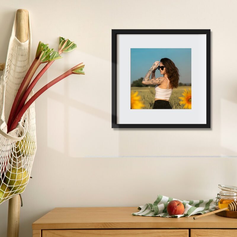 Square Black Photo frame with Mat and Glazing - Vignette Store