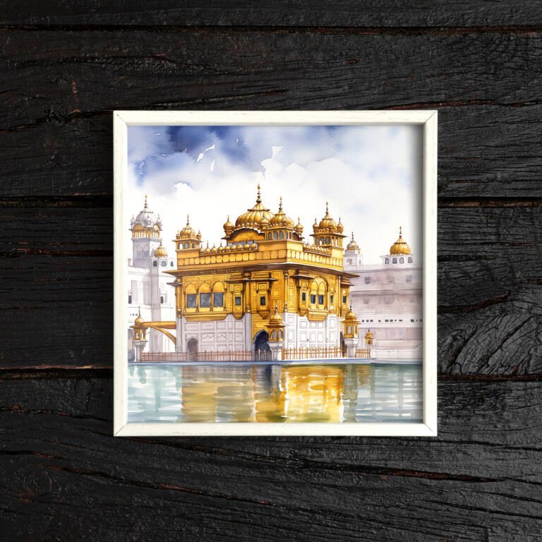 Sunrise Golden Temple Wall Art Paintings - Vignette Store